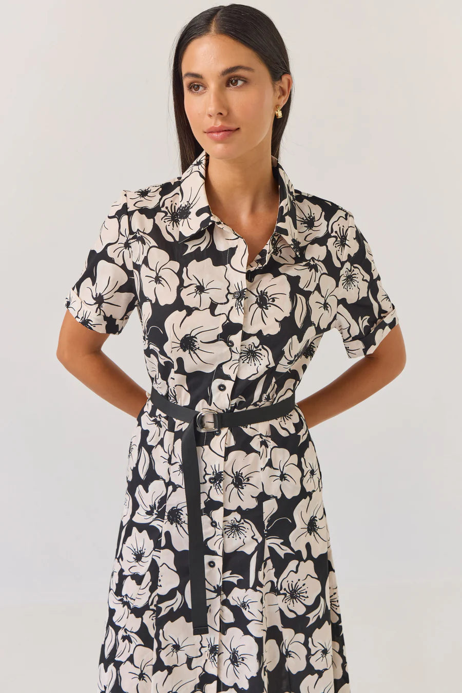 Floral Godet Pocket Shirtdress