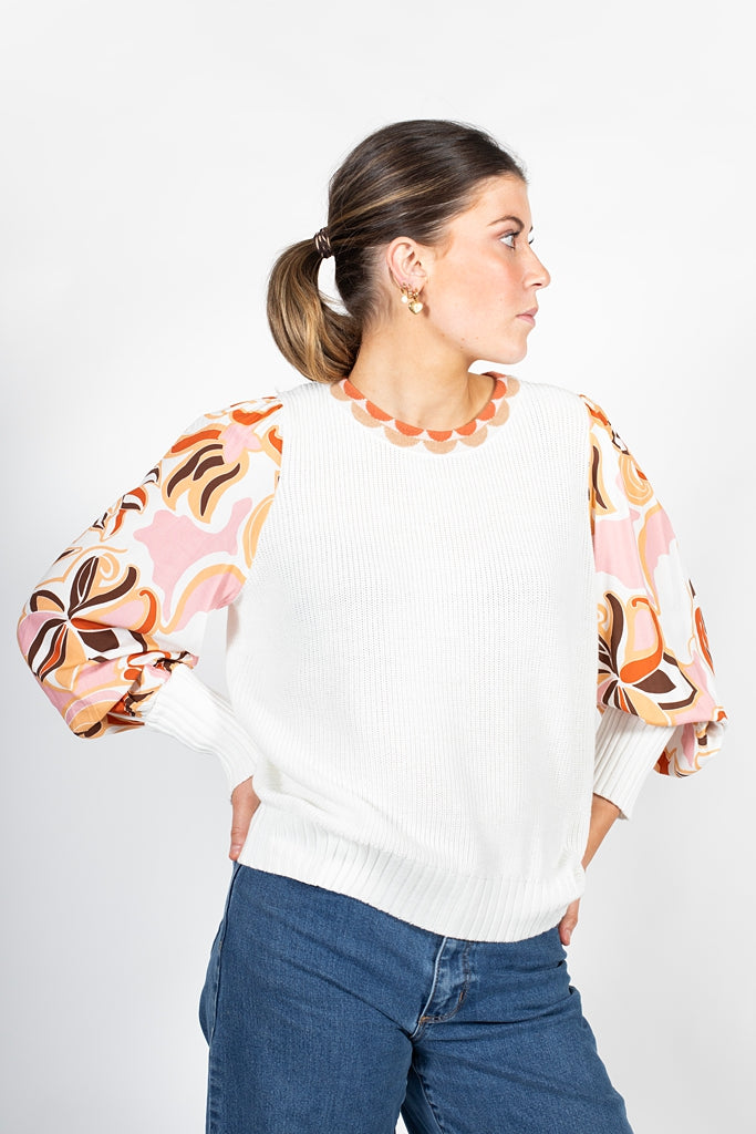 Hendrix Top | Cream & Floral – Hype Dunedin